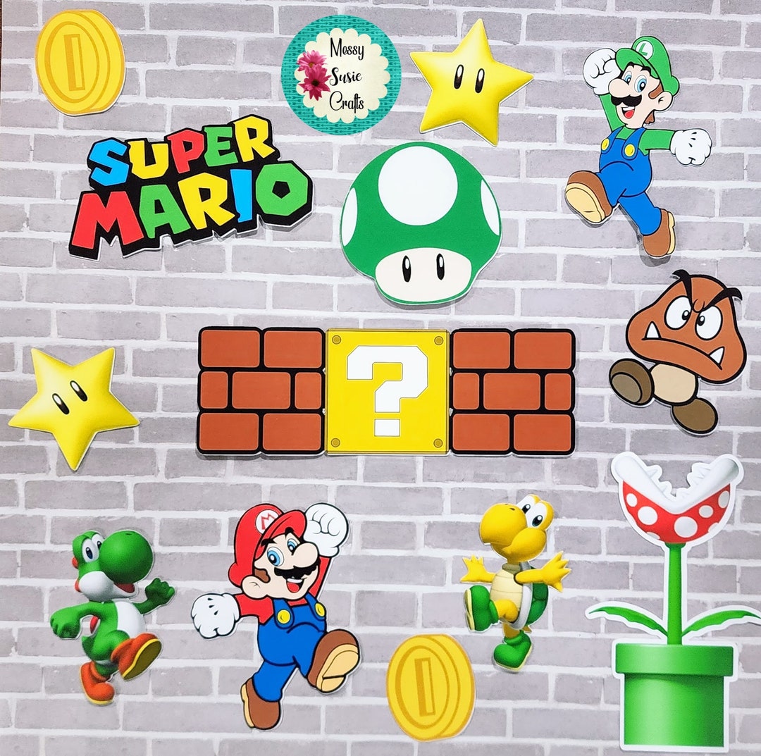 Super Mario Bros Cutouts Super Mario Birthday Super Mario - Etsy