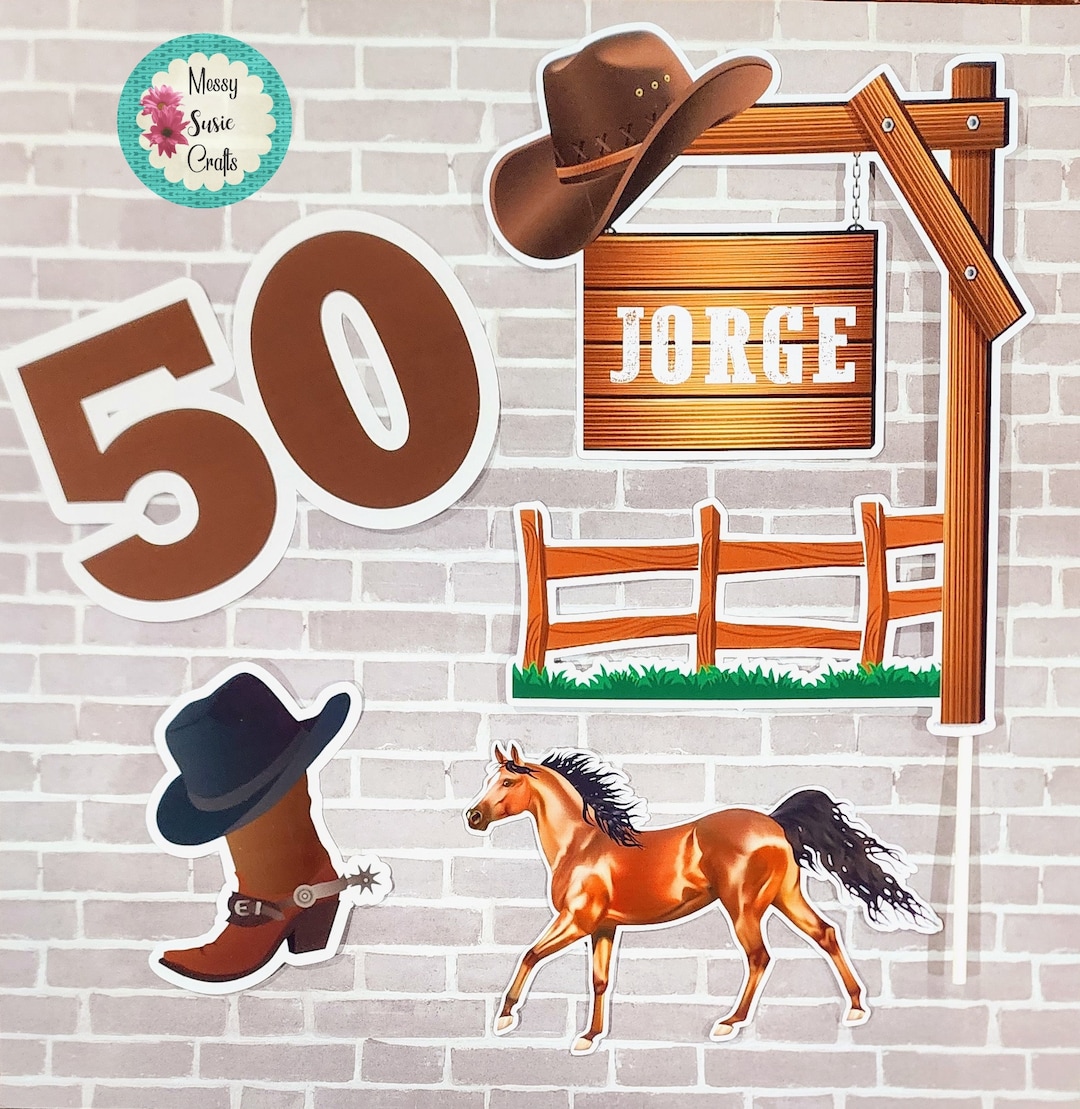 Cowboy Cake Topper, Bull Rider Cake Topper, Cowboy Birthday Decor ...