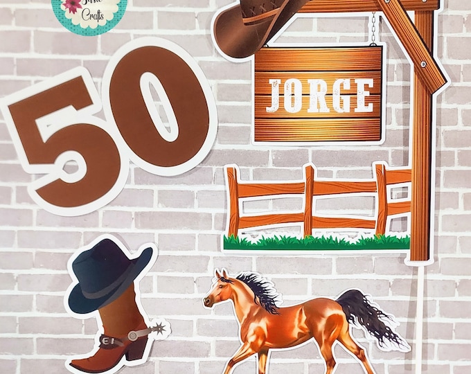 Cowboy Cake Topper, Bull Rider Cake Topper, Cowboy Birthday Decor ...