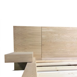 Handcrafted Wood Stepped Platform Bed Frame Modern White Oak Headboard ...