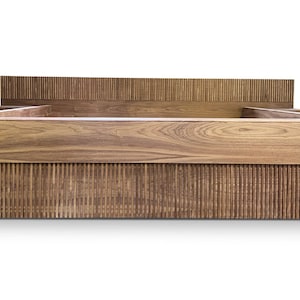 Walnut Fluted Bed Frame Handcrafted Wood Platform Bed Frame - Oana ...