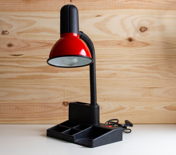 Desk Lamp Pencil Holder Office or Study Organizer Vintage 80s Gooseneck Lamp Etsy
