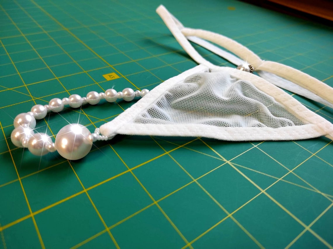 See Through Mesh Extreme Micro G String Pearls Micro Thong Bottoms G ...