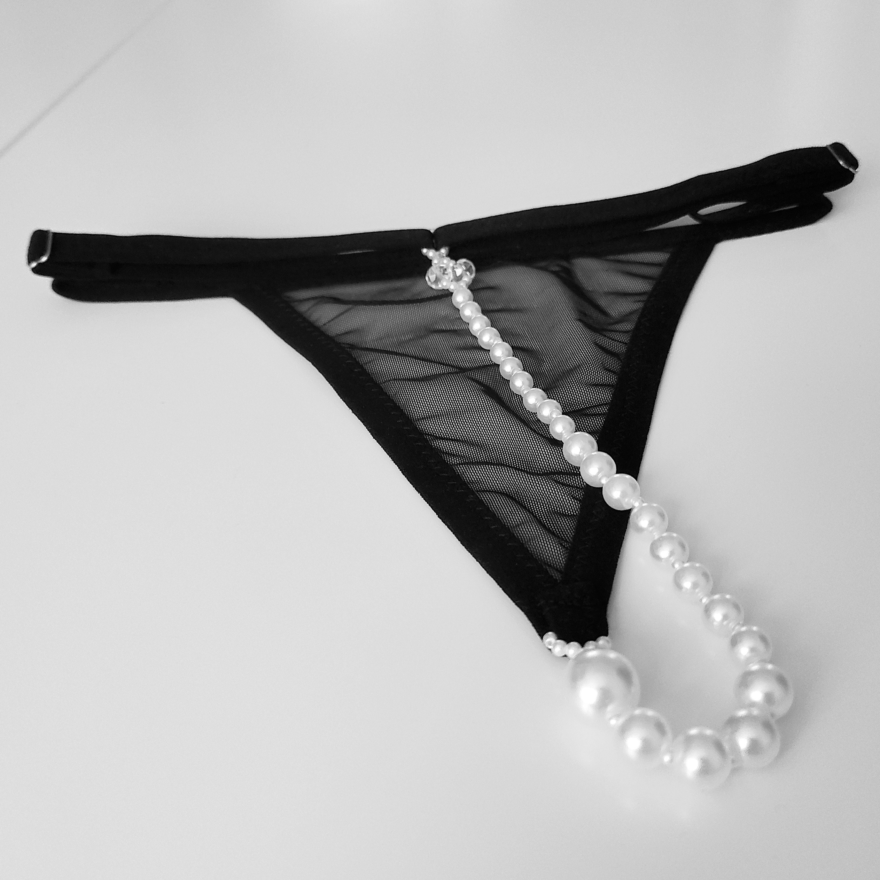 Bridal G String Crotchless Panties Sexy Lace Pearl Thong - Etsy