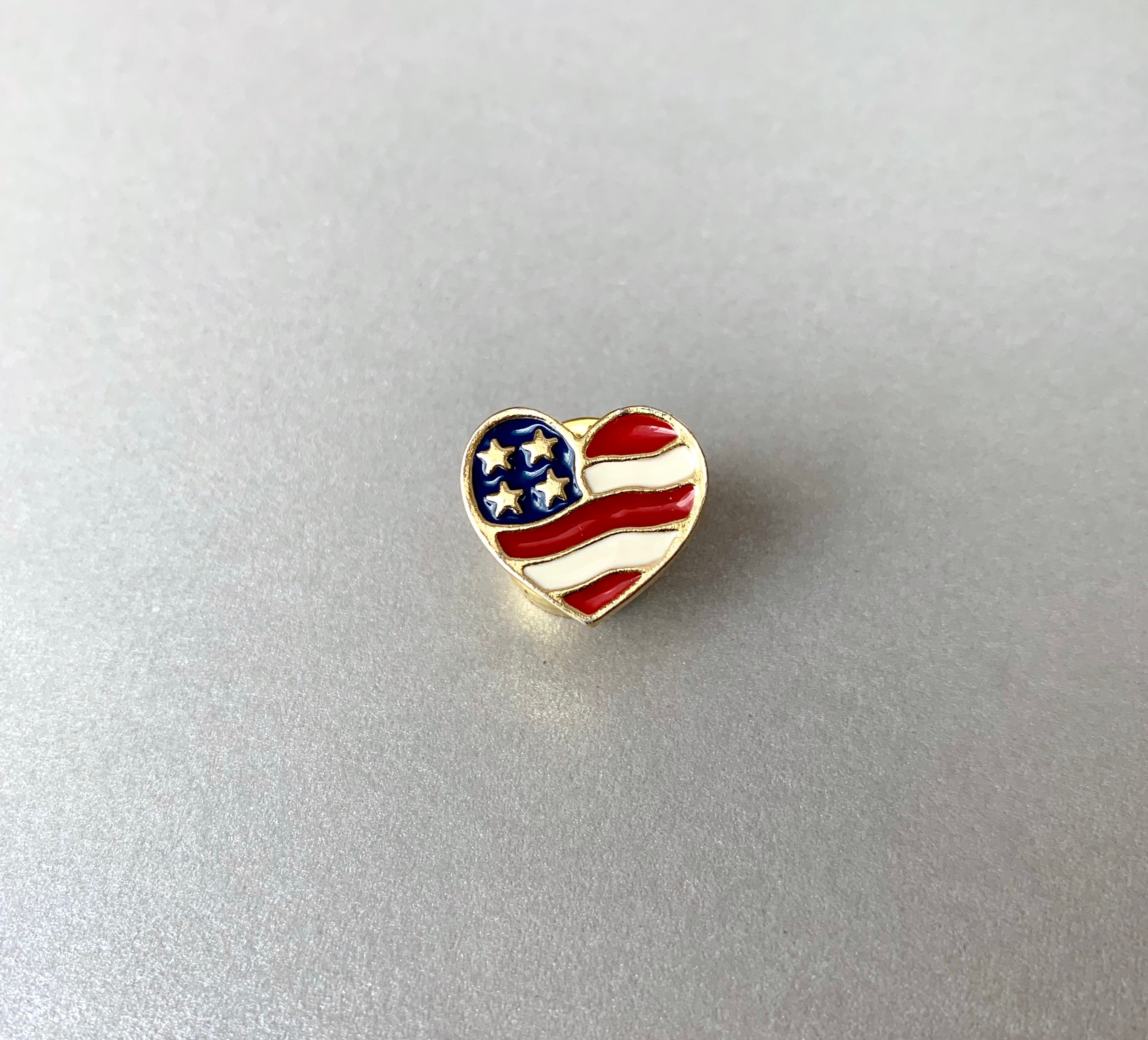 Vintage Avon Heart American Flag Pin Gold Tone Small Lapel - Etsy