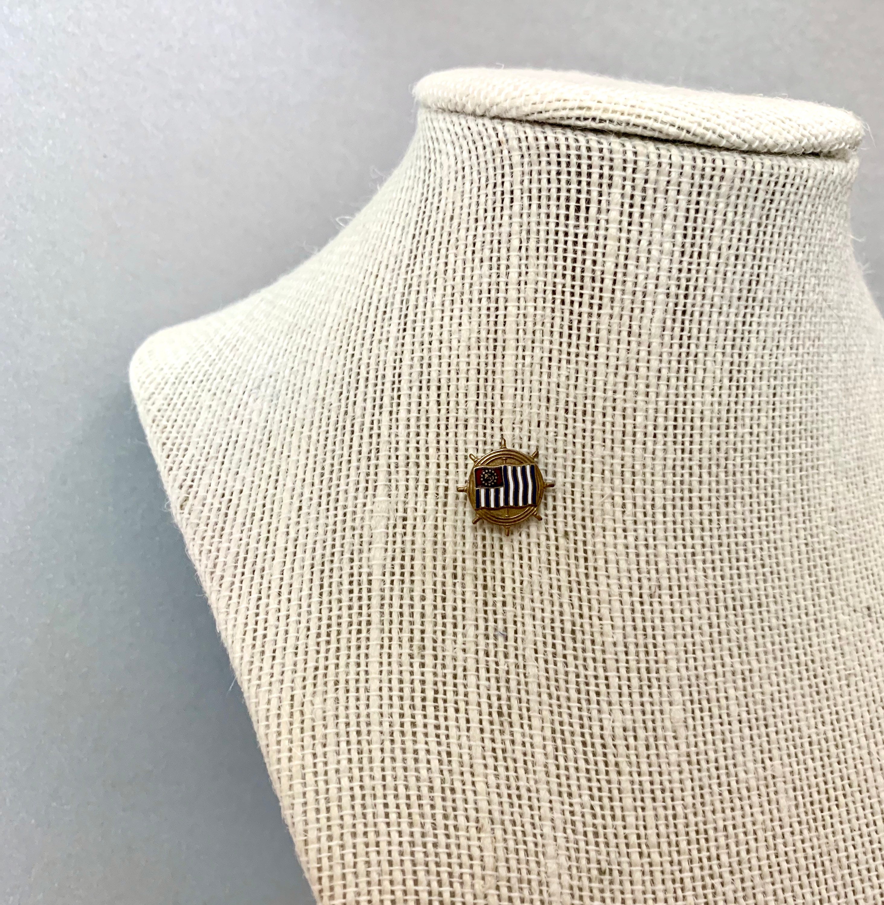 Vintage American Flag Marine Ship Wheel Pin Gold Tone Small - Etsy ...