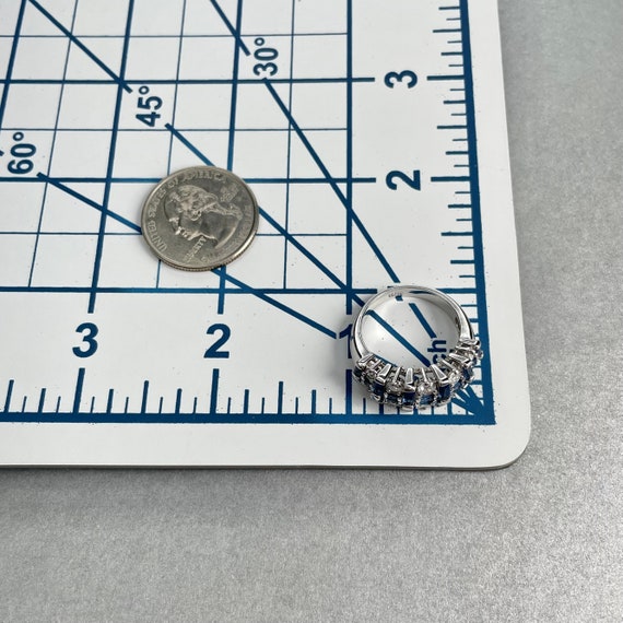 Vintage 18K GE Blue Clear Stone Ring, White Gold Plat… - Gem