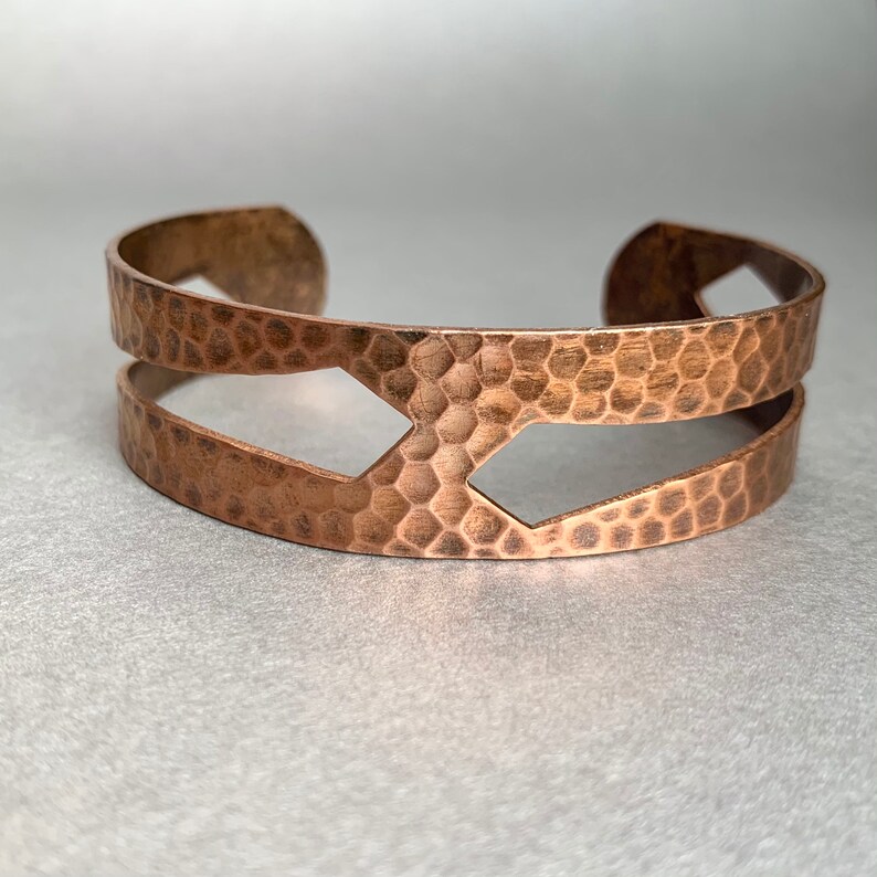 Vintage Hammered Copper Cuff Bracelet: Textured Hexagon Design - Etsy