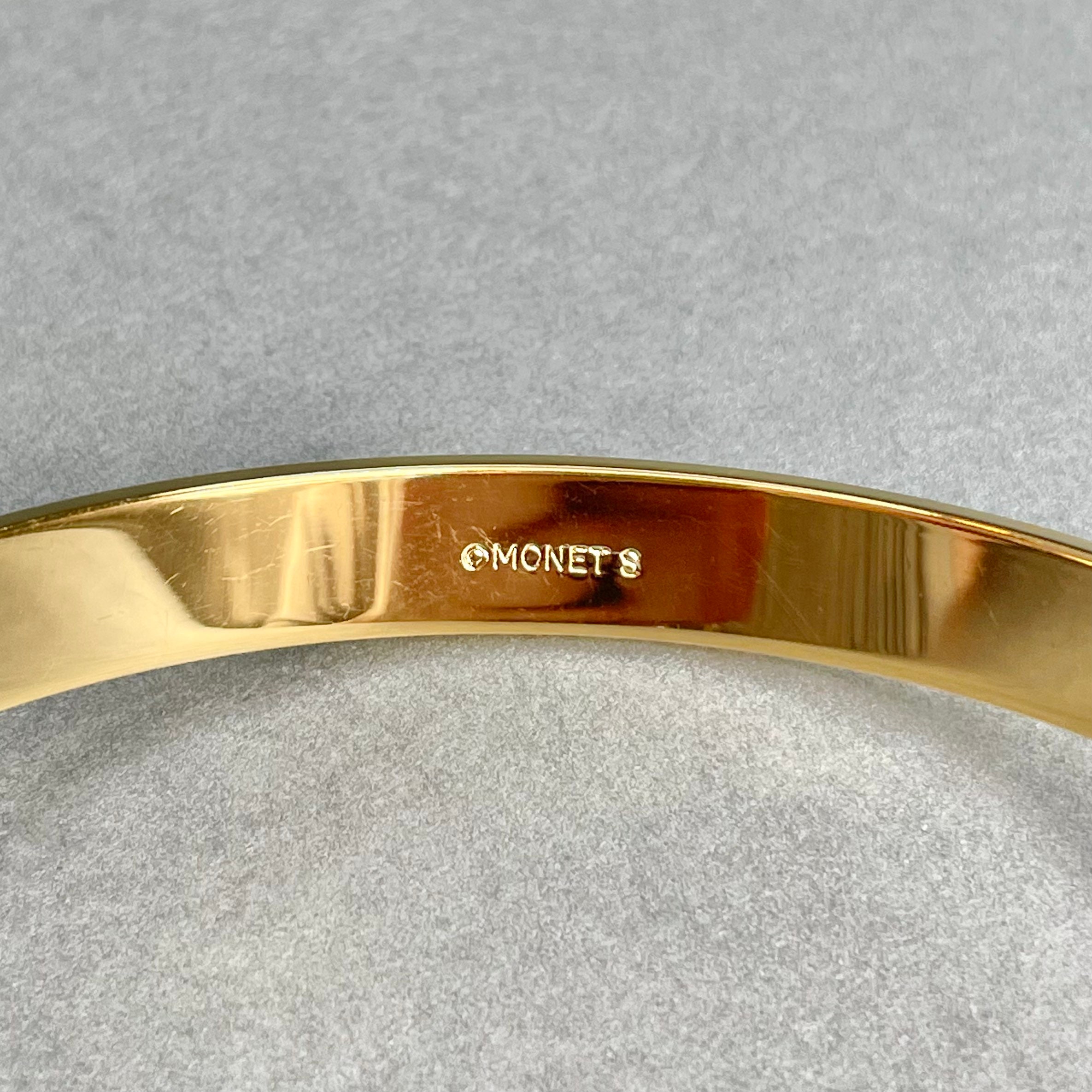 Vintage Monet Bangle Bracelet Gold Tone Textured Pattern Thin - Etsy