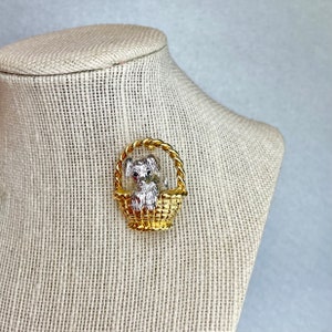 Vintage JOAN RIVERS Dog in Basket Brooch, Gold and Silver Tone Puppy ...