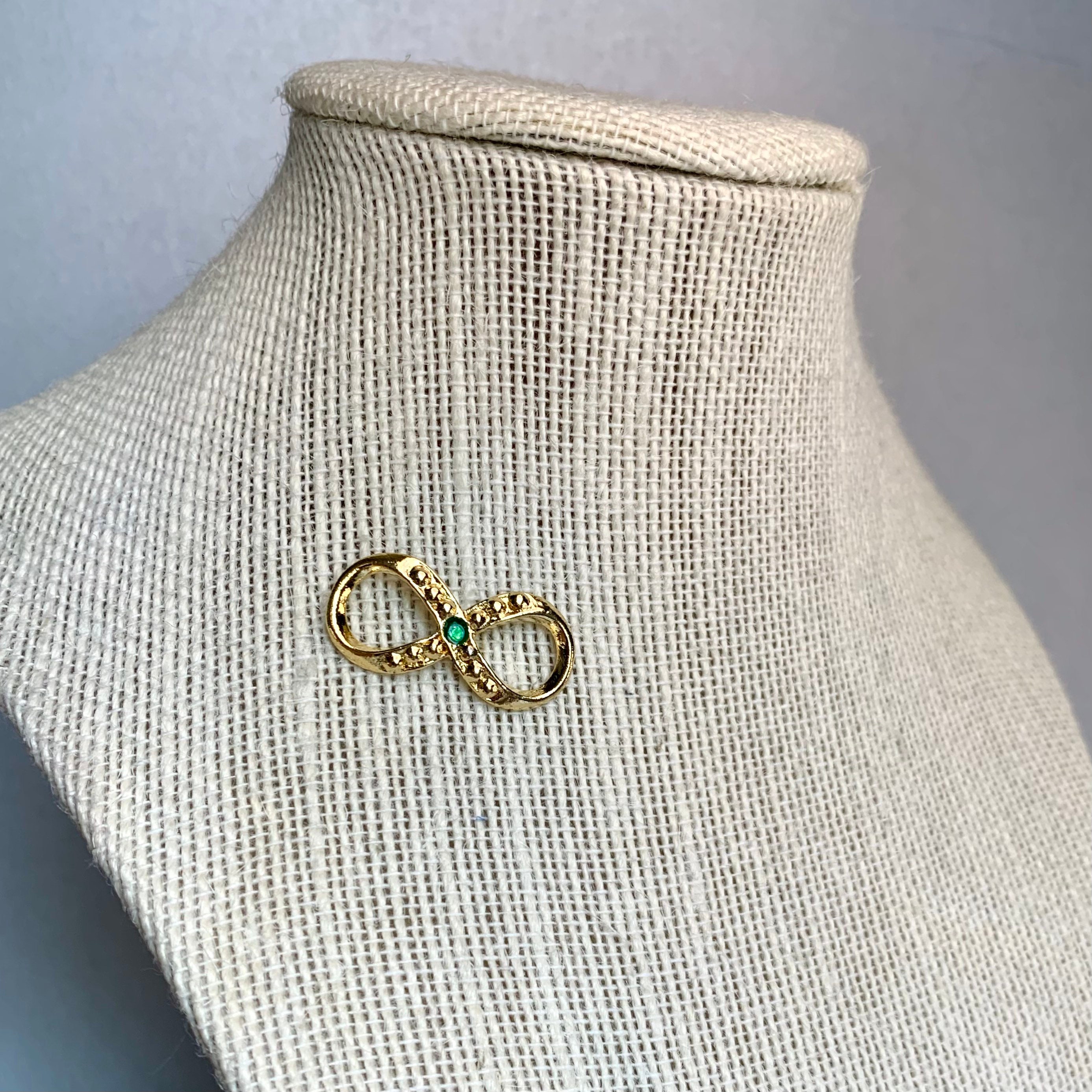Vintage Hattie Carnegie Infinity Pin Gold Tone Emerald Green | Etsy