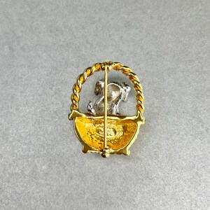 Vintage JOAN RIVERS Dog in Basket Brooch, Gold and Silver Tone Puppy ...