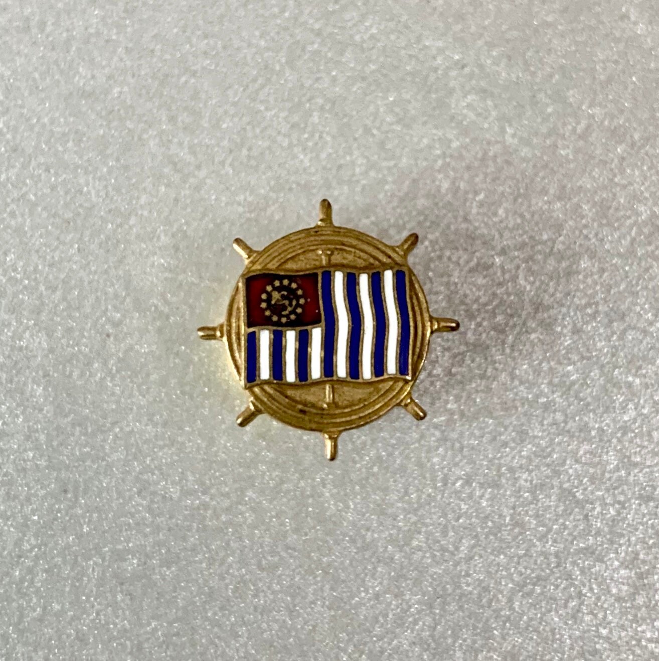 Vintage American Flag Marine Ship Wheel Pin Gold Tone Small - Etsy ...
