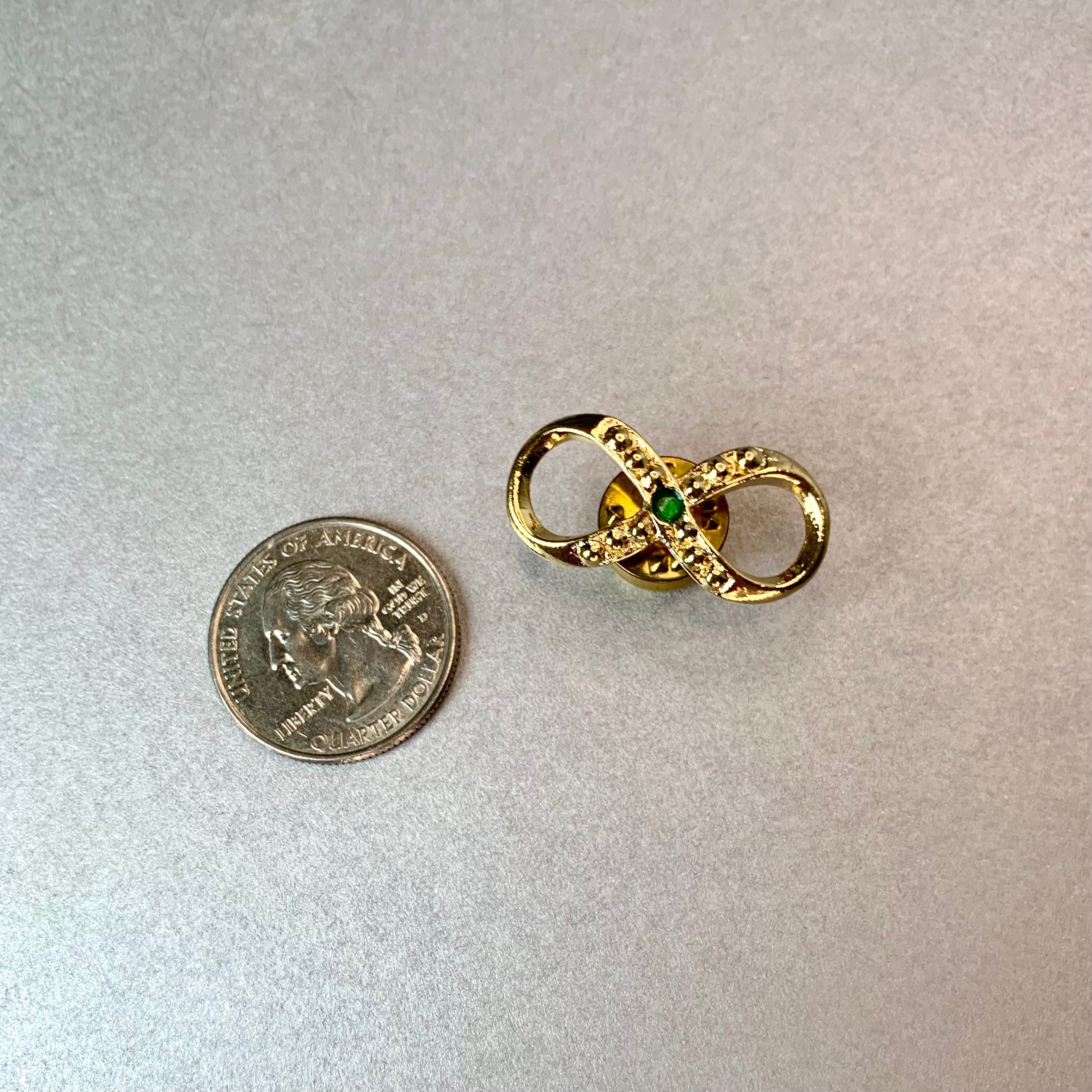 Vintage Hattie Carnegie Infinity Pin Gold Tone Emerald Green | Etsy