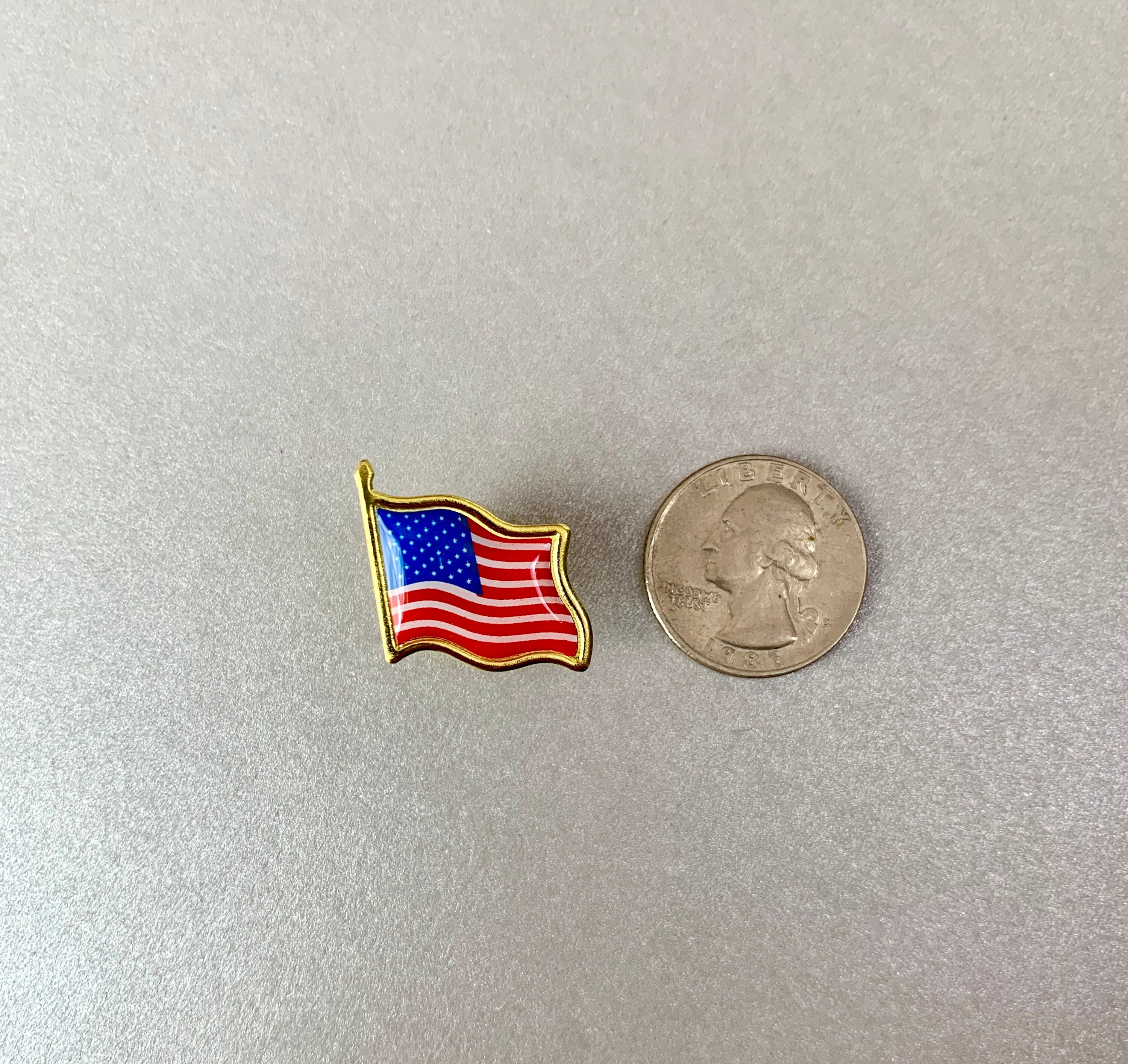Vintage American Flag Pin Gold Tone Small Miniature Lapel Etsy
