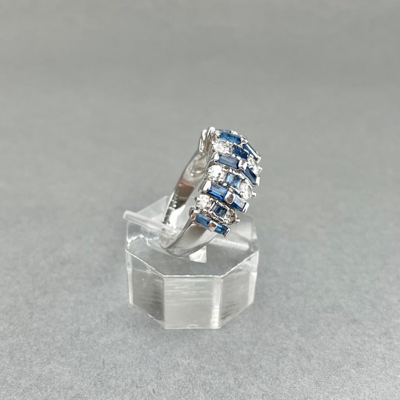 Vintage 18K GE Blue Clear Stone Ring, White Gold Plat… - Gem