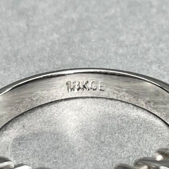 Vintage 18K GE Blue Clear Stone Ring, White Gold Plat… - Gem