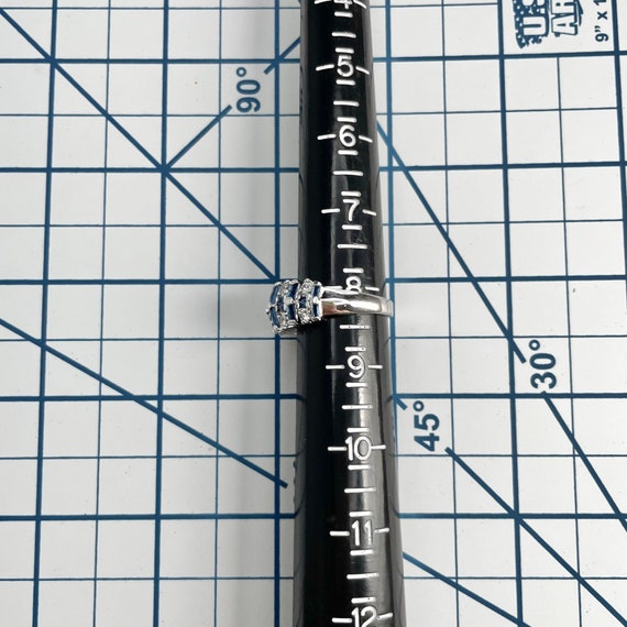 Vintage 18K GE Blue Clear Stone Ring, White Gold Plat… - Gem