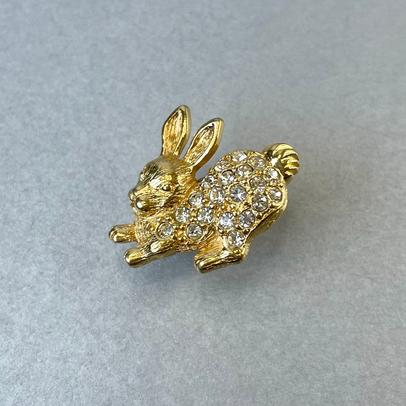 Vintage Avon Rabbit Pin Gold Tone Clear Rhinestones Lapel Pin - Etsy