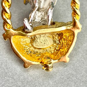 Vintage JOAN RIVERS Dog in Basket Brooch, Gold and Silver Tone Puppy ...
