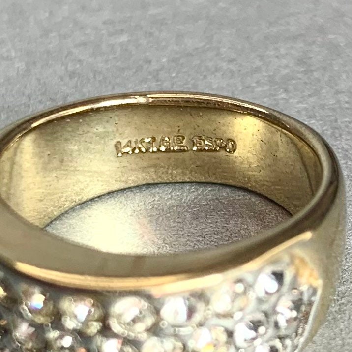 Vintage 18K GE ESPO Wide Mini Stones Ring Gold Plating Clear - Etsy España