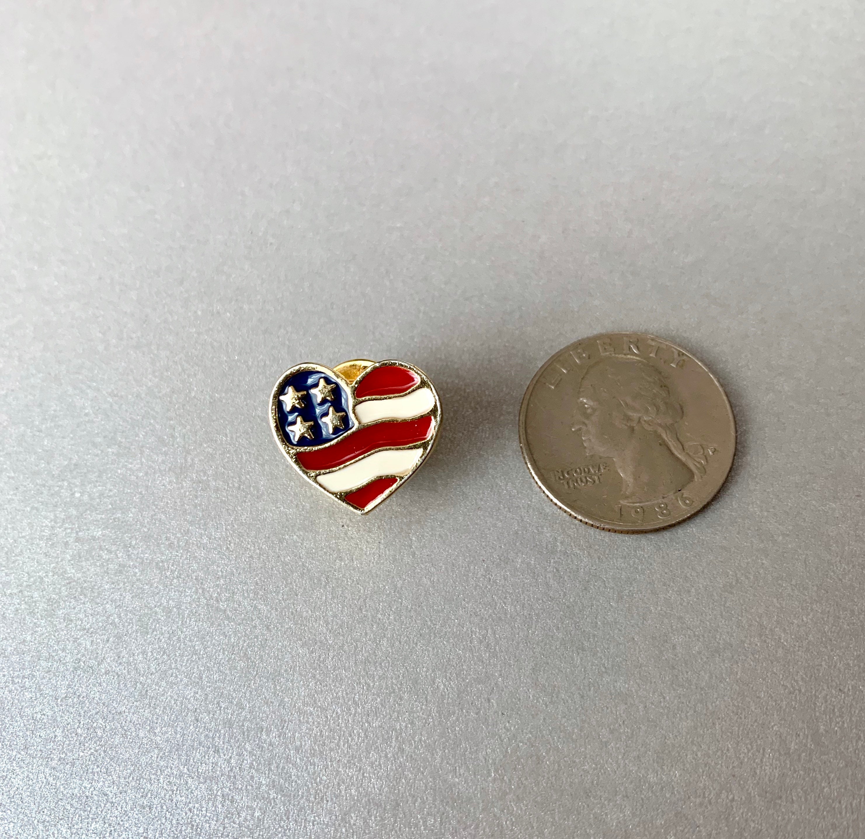 Vintage Avon Heart American Flag Pin Gold Tone Small Lapel - Etsy