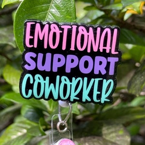 Emotional Support Coworker Badge Reel, Retractable Alligator Clip - Etsy