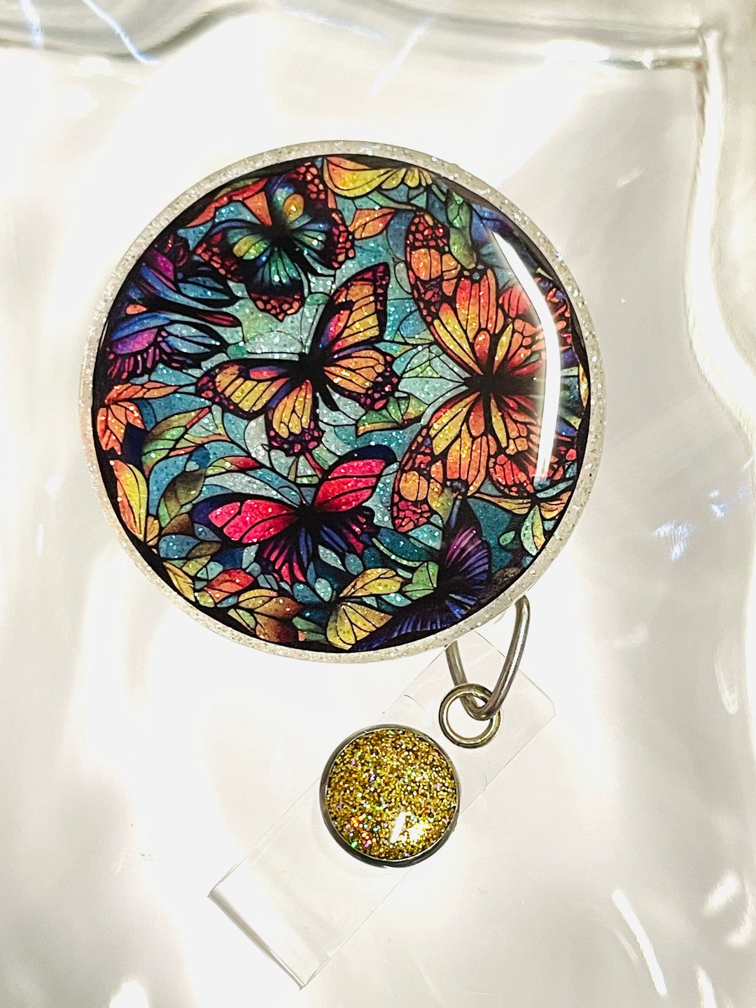 Butterfly Badge Reel, Retractable Swivel Alligator Clip, Nurse Badge ...