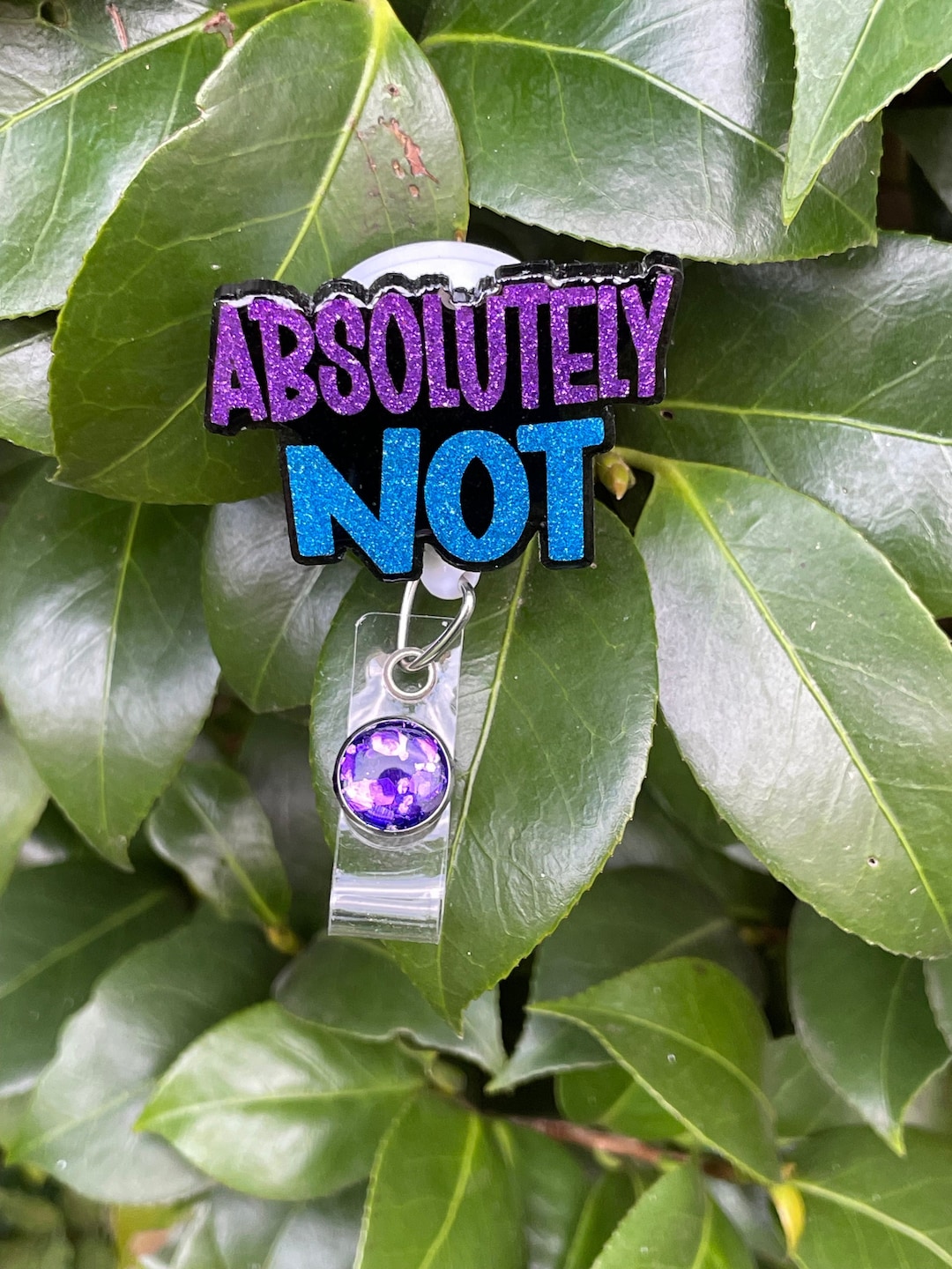 Funny 'absolutely Not' Badge Reel: Retractable Alligator Clip - Etsy