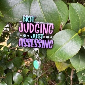 Not Judging Badge Reel, 2”, Retractable Swivel Alligator Clip, Nurse ...