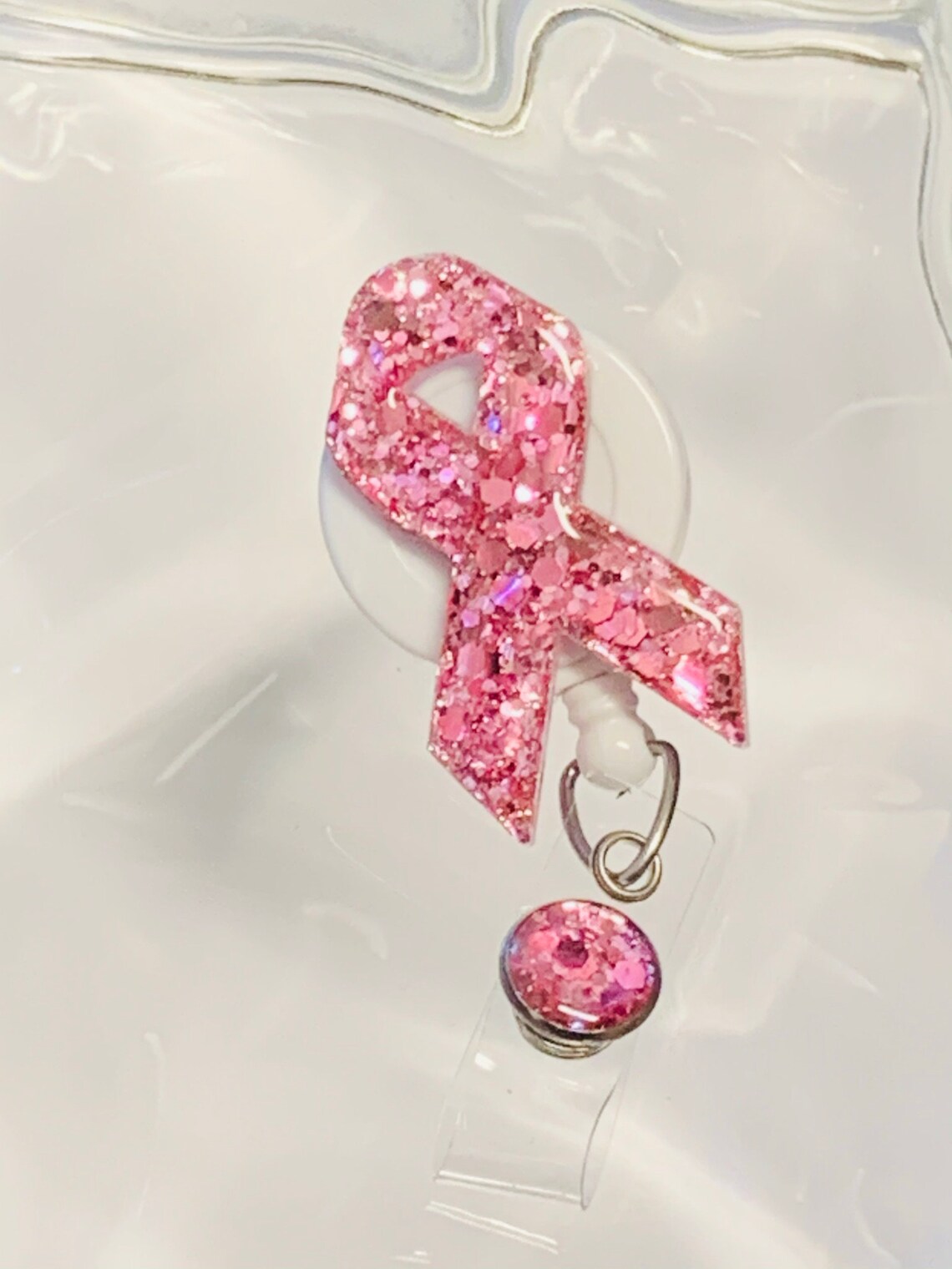 Pink Awareness Ribbon Badge Reel - Etsy