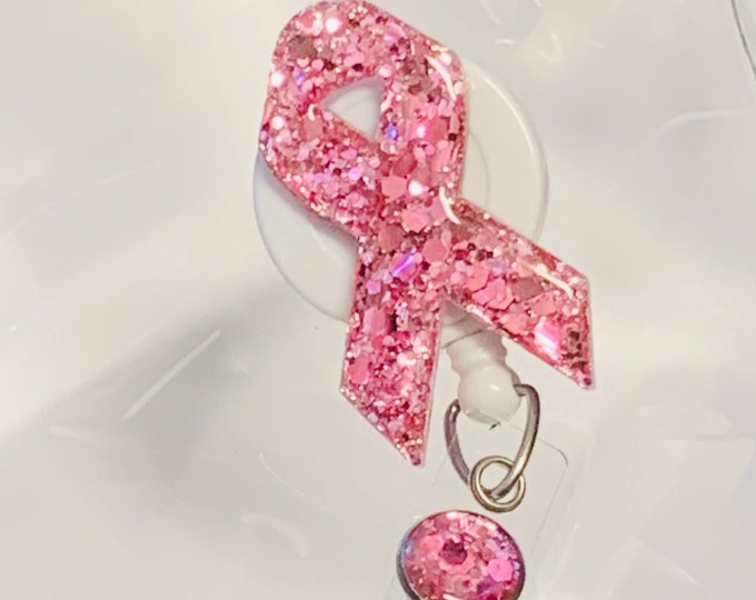 Breast Cancer Ribbon Badge Reel Interchangeable, Hope, Pink Ribbon ...