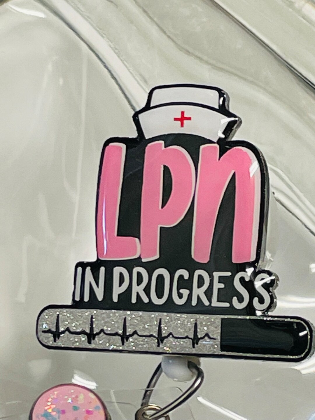 LPN in Progress Badge Reel, Retractable Swivel Alligator Clip, Nurse ...