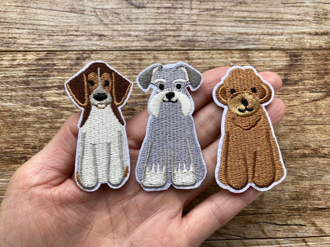 Embroidered Iron-on Patch Appliqué A Set of 3 Patches Dogs Puppies ...