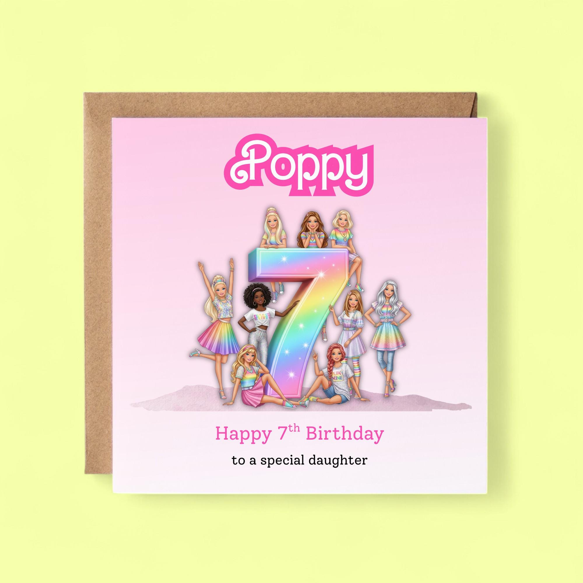 Barbie 7th Birthday Cards 7th Birthday Card Barbie Etsy UK