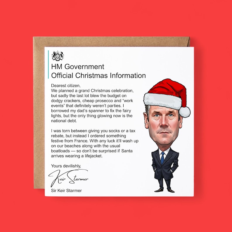 Funny Keir Starmer Christmas Card | Political Satire Xmas Card for Him ...