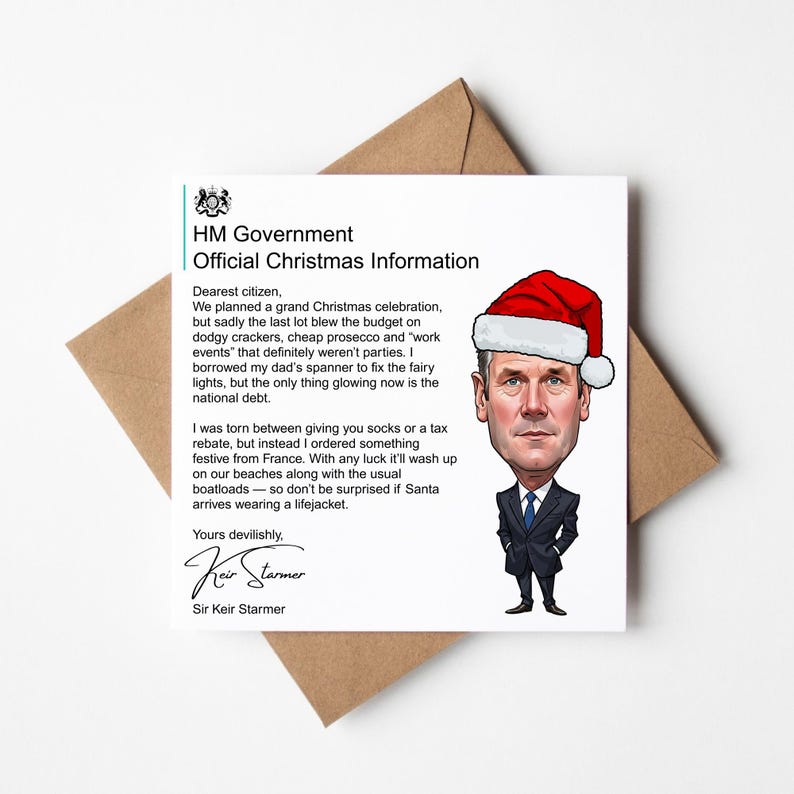 Funny Keir Starmer Christmas Card | Political Satire Xmas Card for Him ...