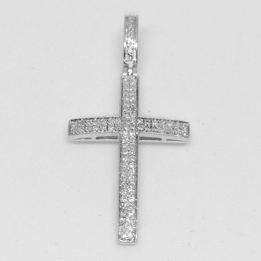 Moissanite Cross Pendant | Shiny Gold Cross Charms Iced Out Cross ...