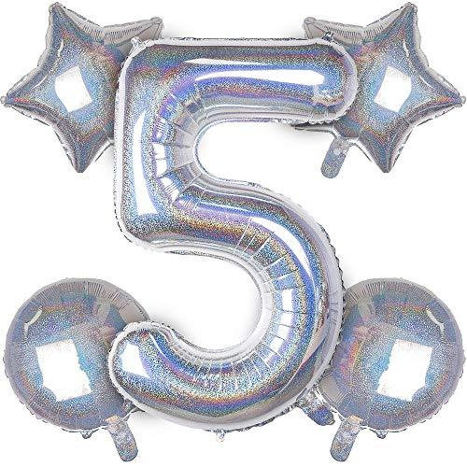 PartyWoo Number Balloons 5 pcs Silver Foil Balloons Large | Etsy