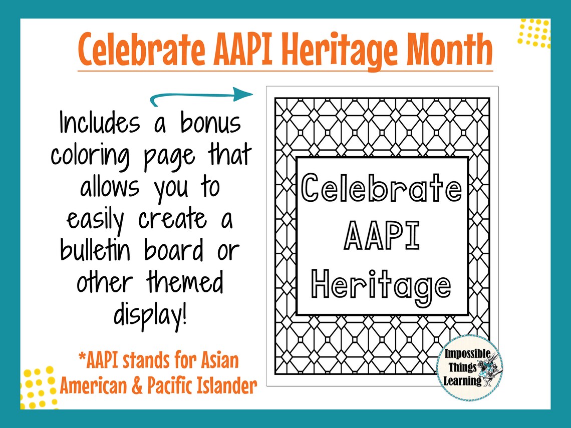 AAPI Heritage Month Coloring Pages: Printables for the Classroom With ...