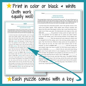 Fairy Tale Anagram Puzzles, Brothers Grimm Reading Activities for Early ...