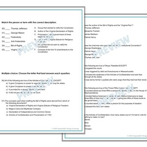 U.S. History Constitution Test, Fully Editable US History Test, Social ...