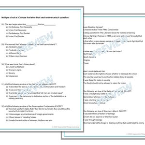 U.S. History Civil War Test, Editable US History Test, American Civil ...