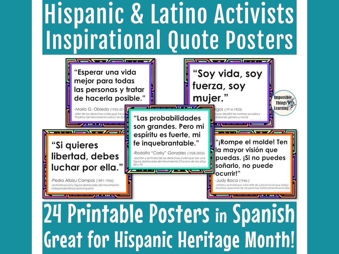 Inspirational Quote Posters in Spanish From Famous Latino and Hispanic ...