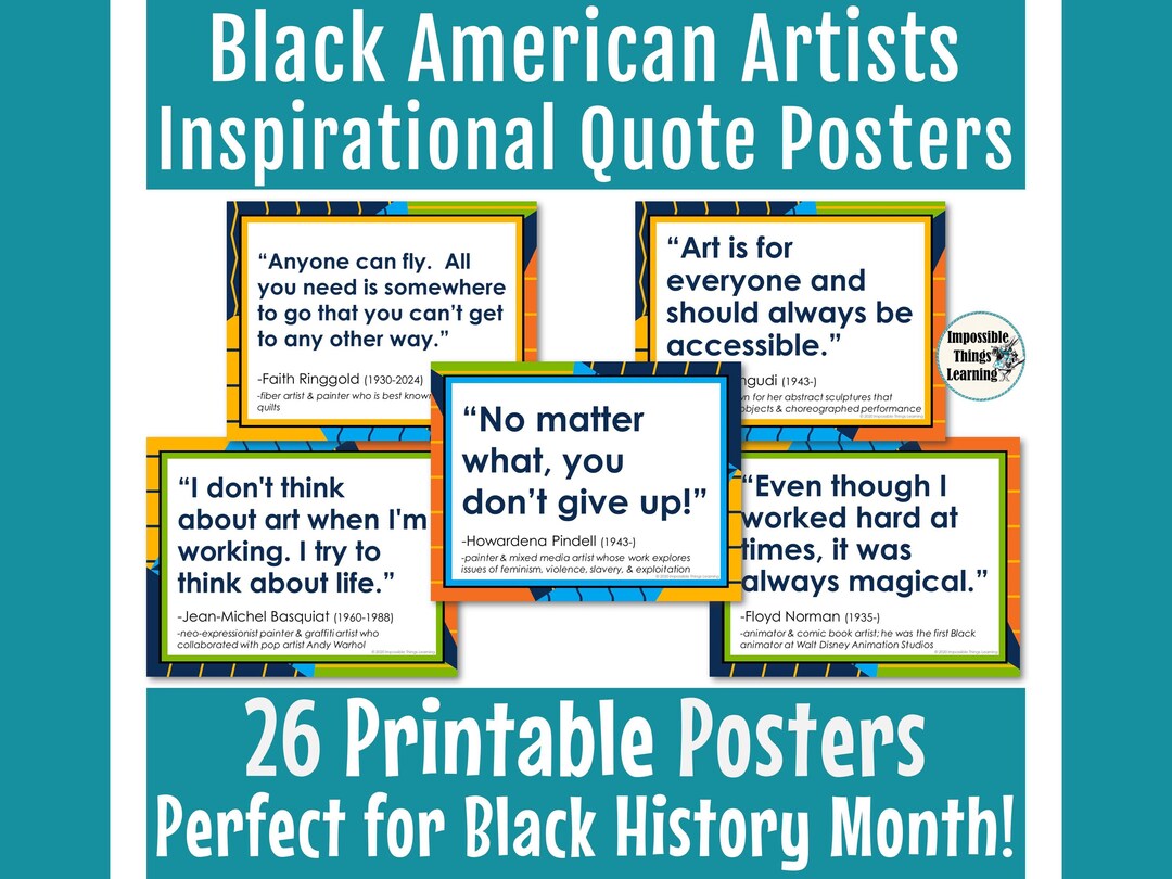 Black History Month Posters for the Art Classroom With Inspirational ...