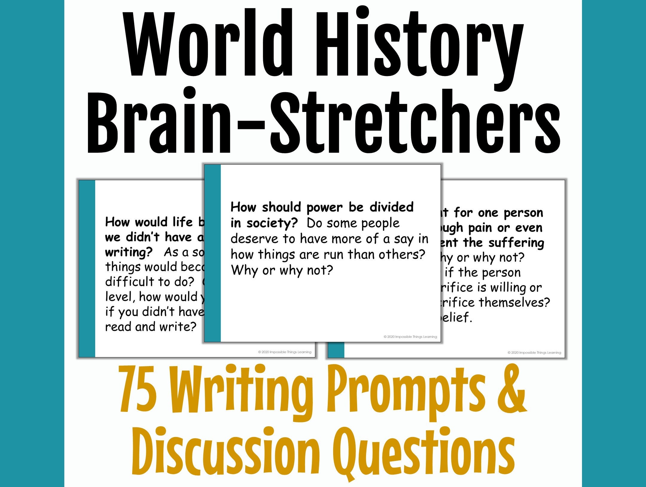 World History Bell Ringers, Discussion Questions & Writing Prompts ...