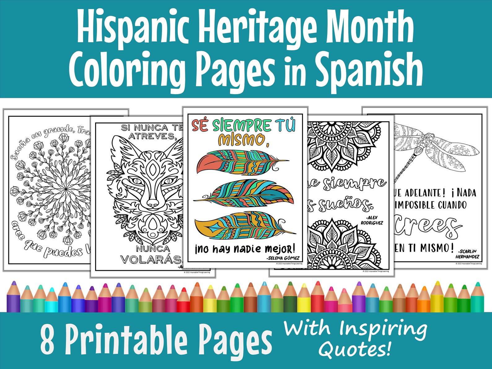 Hispanic Heritage Month Coloring Pages With Inspirational Quotes in ...