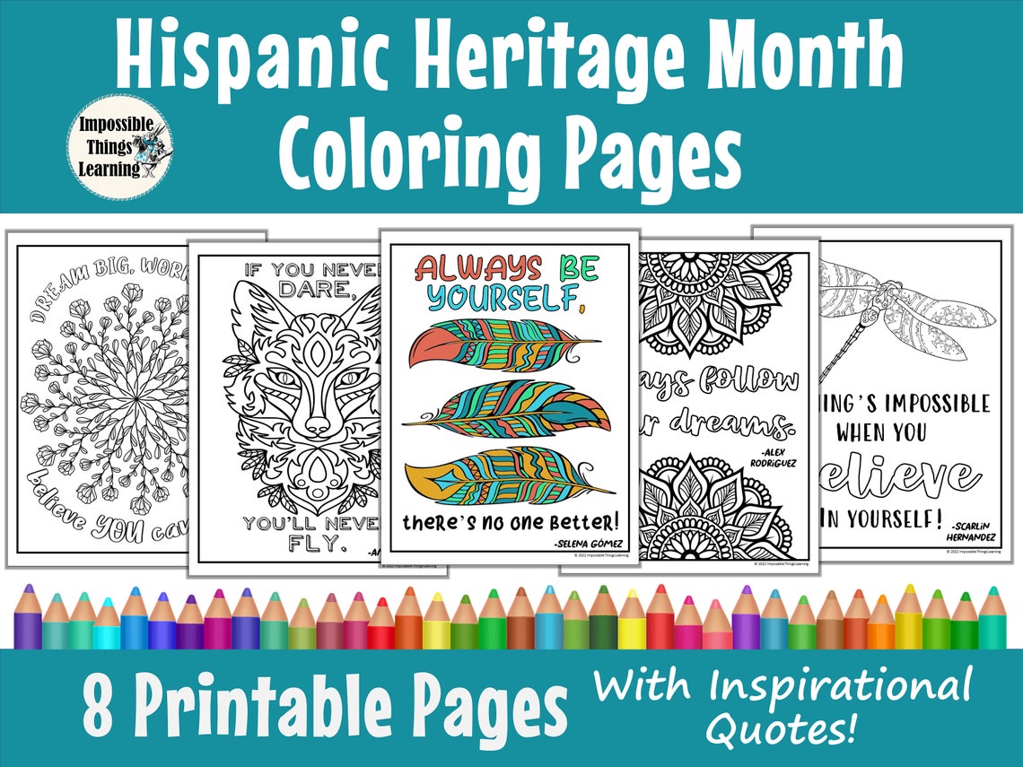 Hispanic Heritage Month Coloring Pages: Printables for the - Etsy