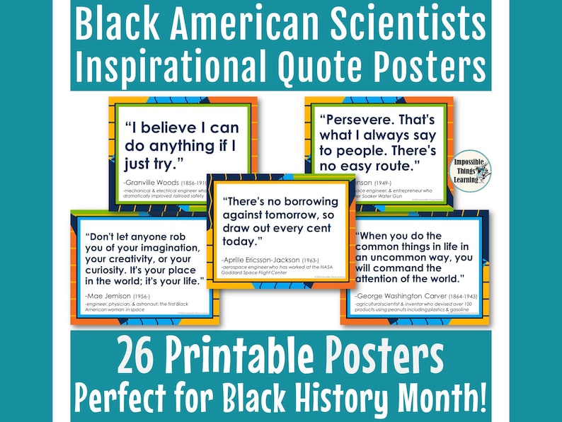 Black History Month Posters With Inspirational Quotes From Famous Black ...