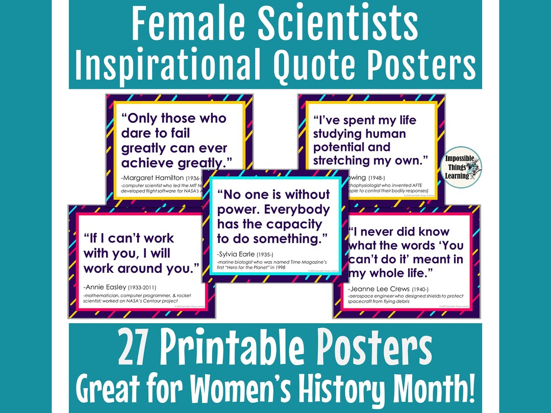 Women’s History Month Posters for Science Classroom With Inspirational ...